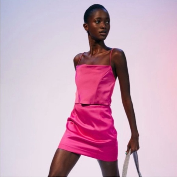 H&M | Skirts | Barbie Pink Satin Mini Skirt | Poshmark